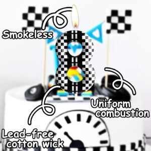 3rd Birthday Candle Racing Cars Number 3 Candle Racing Cars Cake Decoration Birthday Party Supplies Black White Racing Cars Themed Cake Topper Decorations for Kids Boy Girl Party Decor Supplies