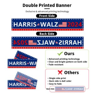 Probsin Harris Walz 2024 Banner 120" x 20" Support Kamala Harris Tim Walz for President VP Banner Yard Sign Party Supplies Photo Backdrop Poster Hanging Outdoor Gate Decor Fence Door Indoor Wall