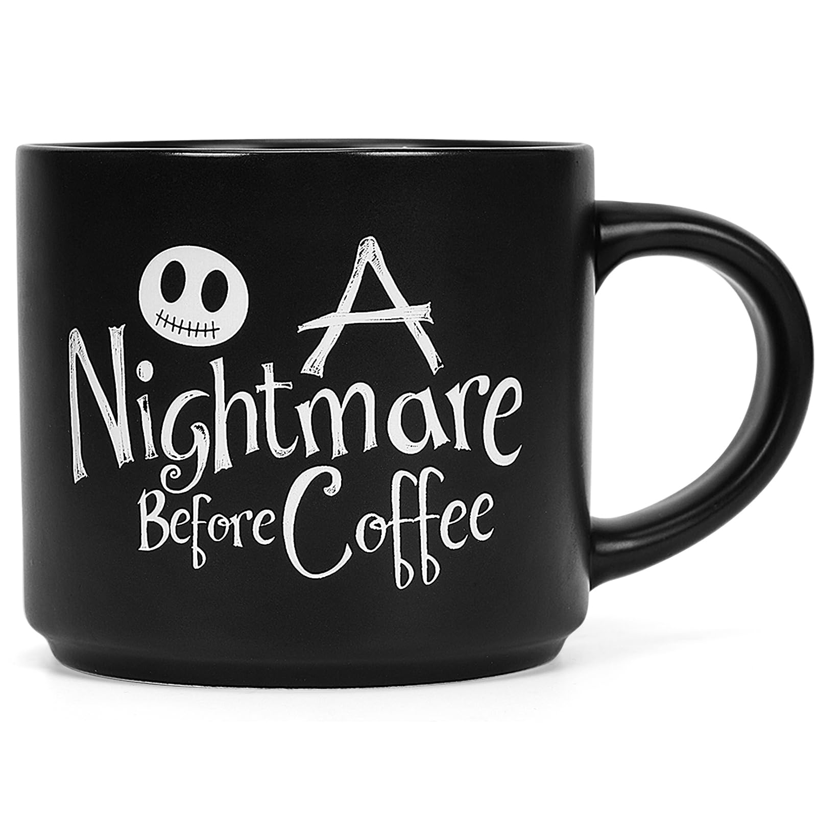 Cessfle Nightmare Before Coffee Christmas Mug, 14oz Ceramic Halloween Mugs, Jack Smile Face Skellington Mug, Spooky Halloween Themed Horror Movie Mug, Christmas Movie Cup