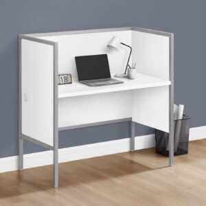 Monarch Specialties I 7729 Office Cubicle, 48" L, Desk, Work, Commercial Grade, White Laminate, Silver Metal