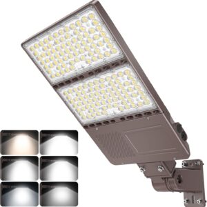 LED Parking Lot Light 320W 250W 200W Adjustable, LED Shoebox Light 5700K 5000K 4500K Arm&Slip Fit Mount, UL DLC Listed Outdoor Pole Light with Photocell, IP65 Commercial Street Area Flood Lighting