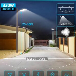 LED Parking Lot Light 150W 120W 90W Tunable, LED Shoebox Light 5700K 5000K 4500K Adjustable Arm&Slip Fitter, DLC Listed Outdoor Pole Light with Photocell, IP65 Commercial Street Area Flood Lighting