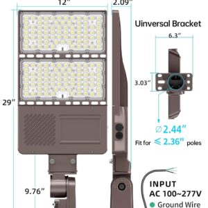 LED Parking Lot Light 320W 250W 200W Adjustable, LED Shoebox Light 5700K 5000K 4500K Arm&Slip Fit Mount, UL DLC Listed Outdoor Pole Light with Photocell, IP65 Commercial Street Area Flood Lighting