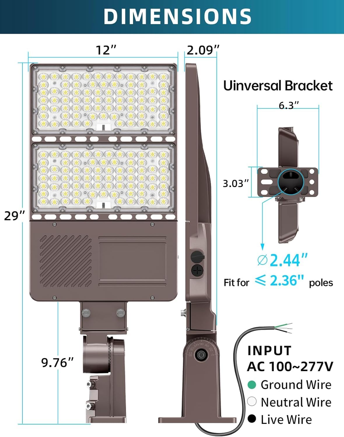 LED Parking Lot Light 320W 250W 200W Adjustable, LED Shoebox Light 5700K 5000K 4500K Arm&Slip Fit Mount, UL DLC Listed Outdoor Pole Light with Photocell, IP65 Commercial Street Area Flood Lighting