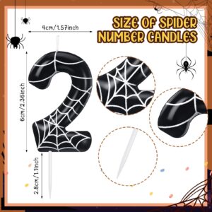 MTLEE Spider Candle Halloween Number Candles Birthday Candles Black White Spider Web Candles Bat Cake Topper Cake Candles for Spider Party Decoration Halloween Party Supplies(2)