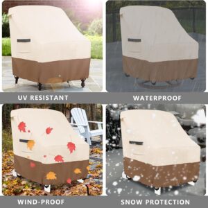 100% Waterproof Rocking Chair Covers,Freestyle Rocker Covers,Waterproof Heavy Duty Outdoor Camping Chair Covers,Anti-uv Patio Sofa Covers,Patio Furniture Covers 1Pack(White and Coffea, 26*27.1*34.3'')