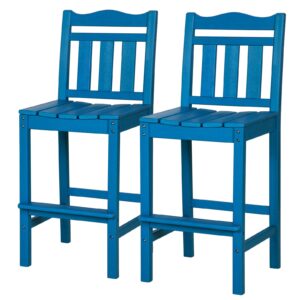 nalone outdoor bar stools set of 2, hdpe tall adirondack chairs bar chairs, weather resistance bar height chair for balcony, garden, yard, backyard (navy blue, bar chairs set of 2)