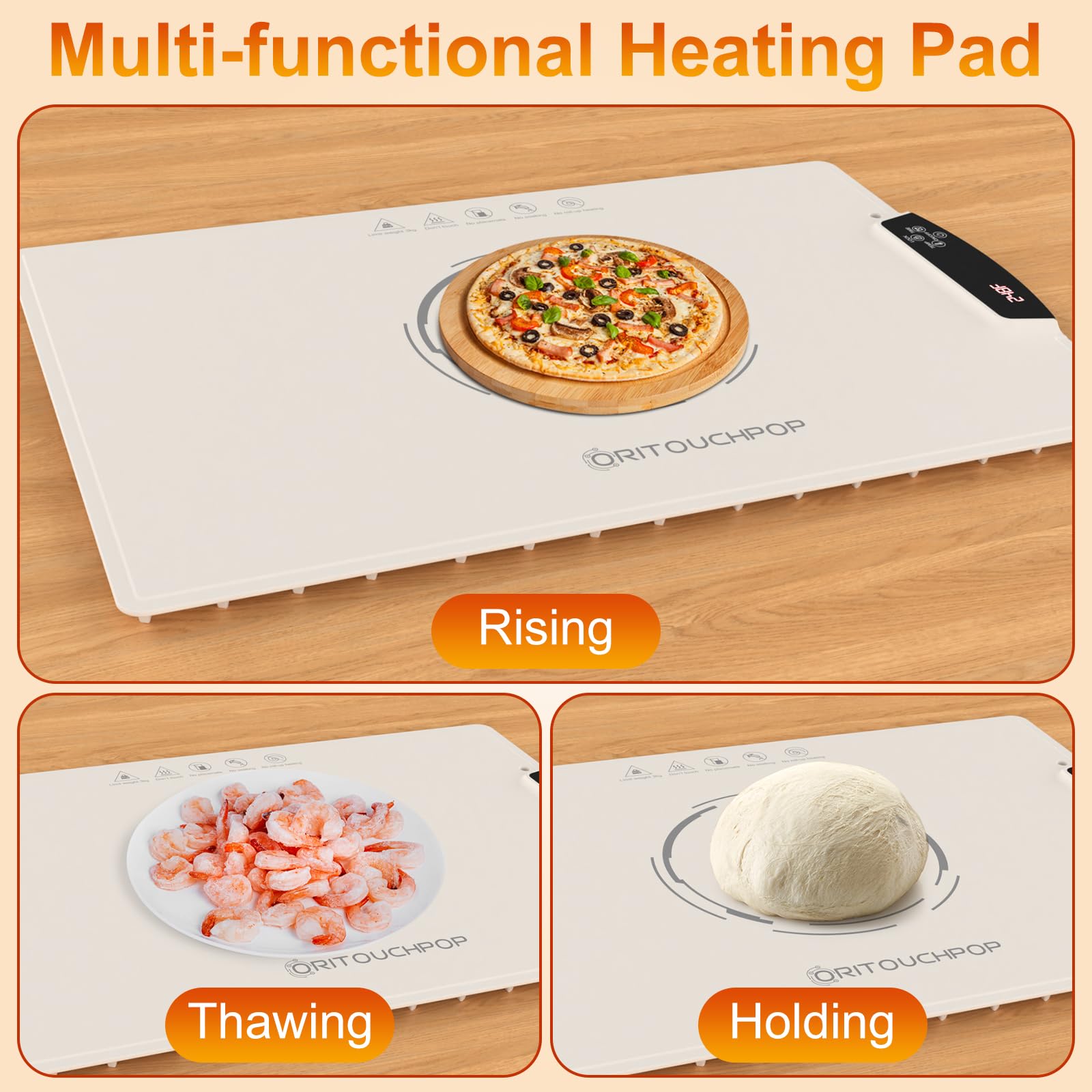 Oritouchpop Food Warming Mat Electric Warming Tray with 9 Adjustable Temperature Full Surface Heating Roll Up Portable Silicone Food Warmer for Buffet Family Gatherings Holidays Countertop