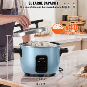 VEVOR Commercial Rice Cooker, 8.45Qt/40 Cups Cooked Rice, Large Rice Cooker and Warmer with Nonstick Inner Pot, Fast Cooking and 24-Hour Keep Warm, with Rice Cup and Paddle, for Restaurant