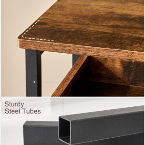 KJGKK Side Table, 25 inch High End Table, Small Bedside Table for Living Room, Bedroom and Office, Rustic Brown & Black