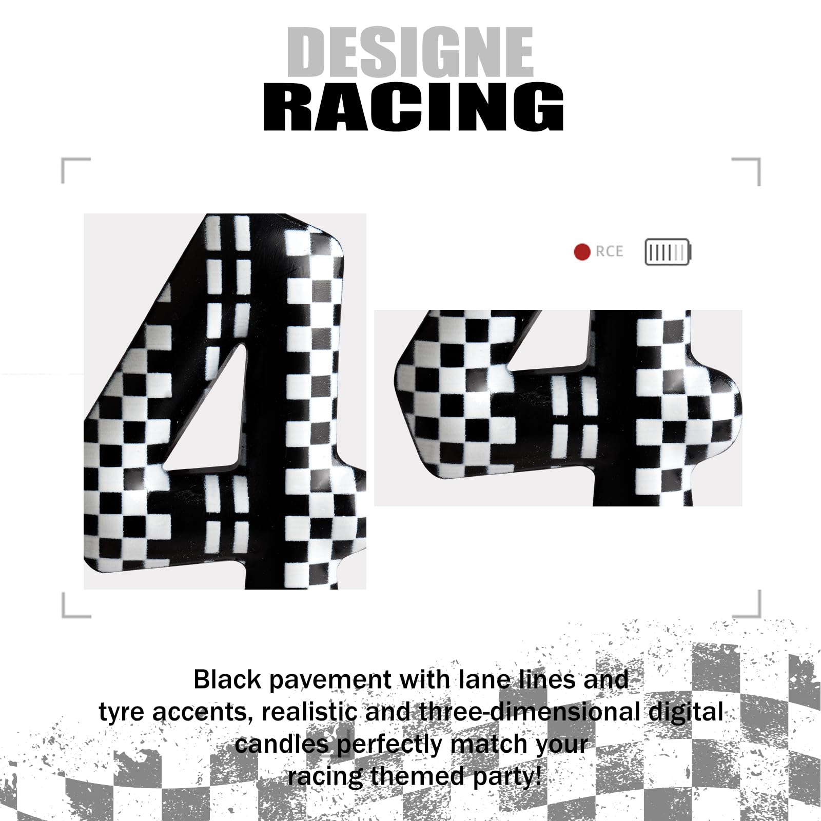 3rd Birthday Candle Racing Cars Number 3 Candle Racing Cars Cake Decoration Birthday Party Supplies Black White Racing Cars Themed Cake Topper Decorations for Kids Boy Girl Party Decor Supplies