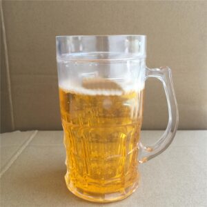 Beer Mug - Beer Cup - 15.5x8cm Beer Mugs - 450ml Double Layer Funny Fake Beer Cup, Creative Beer Mugs, Double-layer Glass Beer Mug, Creative Fake Double Mezzanine, Large Capacity Beer Mug With Handles