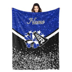 caichenyz personalized cheer cheerleader navy blue blanket with name cheer gifts 50x60inch blanket for teen child girls cheerleader gifts for birthday christmas