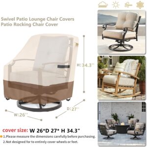 100% Waterproof Rocking Chair Covers,Freestyle Rocker Covers,Waterproof Heavy Duty Outdoor Camping Chair Covers,Anti-uv Patio Sofa Covers,Patio Furniture Covers 1Pack(White and Coffea, 26*27.1*34.3'')