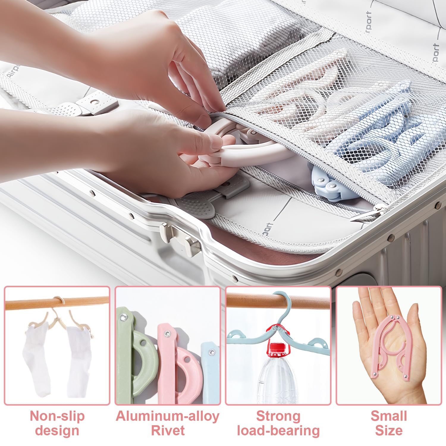 10 Pcs Travel Foldable Hangers - 2024 Update Portable Plastic Hanger,Travel Accessories Essentials Must Haves,Clothes Drying Rack,Folding Hanger for Traveling Camping Flying RV Cruise Suitcase Mix