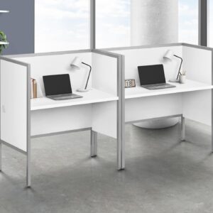 Monarch Specialties I 7729 Office Cubicle, 48" L, Desk, Work, Commercial Grade, White Laminate, Silver Metal