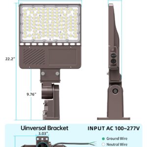 LED Parking Lot Light 150W 120W 90W Tunable, LED Shoebox Light 5700K 5000K 4500K Adjustable Arm&Slip Fitter, DLC Listed Outdoor Pole Light with Photocell, IP65 Commercial Street Area Flood Lighting