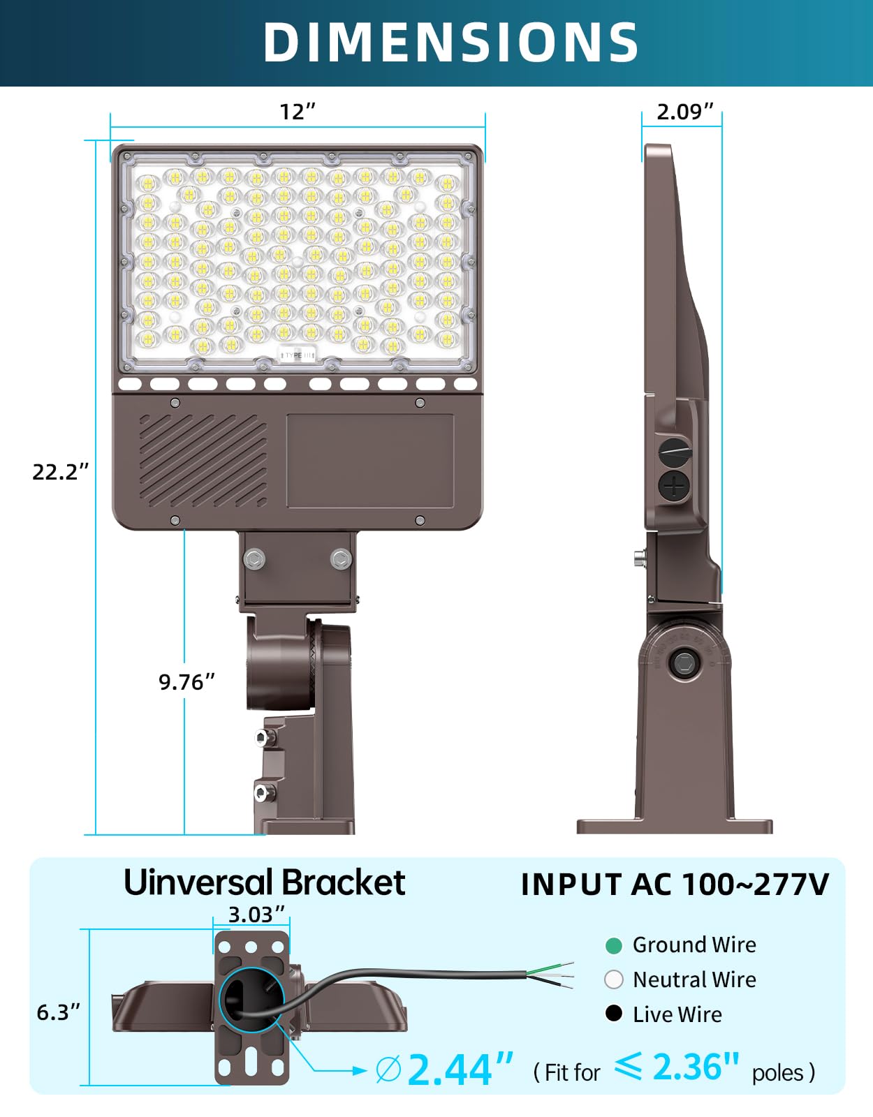 LED Parking Lot Light 150W 120W 90W Tunable, LED Shoebox Light 5700K 5000K 4500K Adjustable Arm&Slip Fitter, DLC Listed Outdoor Pole Light with Photocell, IP65 Commercial Street Area Flood Lighting