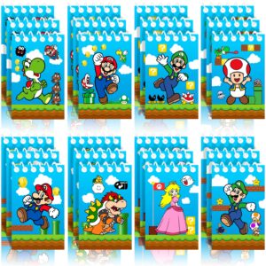 mario birthday party supplies, 24pcs mini notepads for mario birthday party favors, goodie bag stuffers, children classroom rewards, 8 types