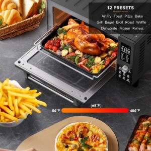 Nuwave Bravo Pro Smart Air Fryer Toaster Oven Combo, Airfryer Convection Oven Countertop, 12-in-1 Functions with Quicker & Even Crisp Technology, 1800W, 50-450°F, PFAS-Free, 21QT, Black