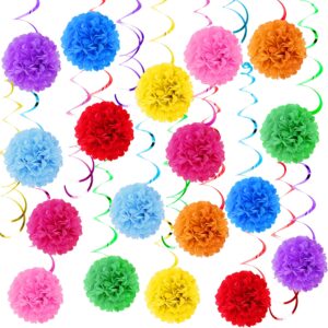 42 pcs mexican fiesta party decorations mexican floral hanging swirls fiesta paper flowers for mexican fiesta theme party birthday baby shower party decorations