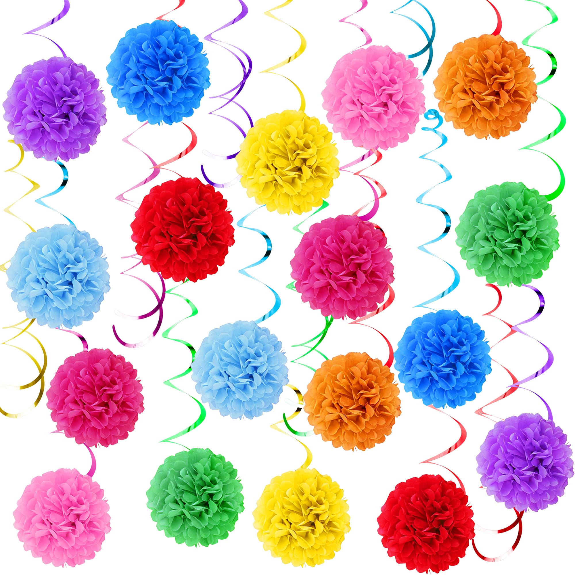 42 PCS Mexican Fiesta Party Decorations Mexican Floral Hanging Swirls Fiesta Paper Flowers for Mexican Fiesta Theme Party Birthday Baby Shower Party Decorations