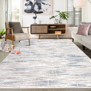 royhome 8x10 bedroom rug geometric large living room area rug indoor washable rug non-slip stain resistant throw floor carpet modern abstract dining room rug boho accent rug for home office, blue