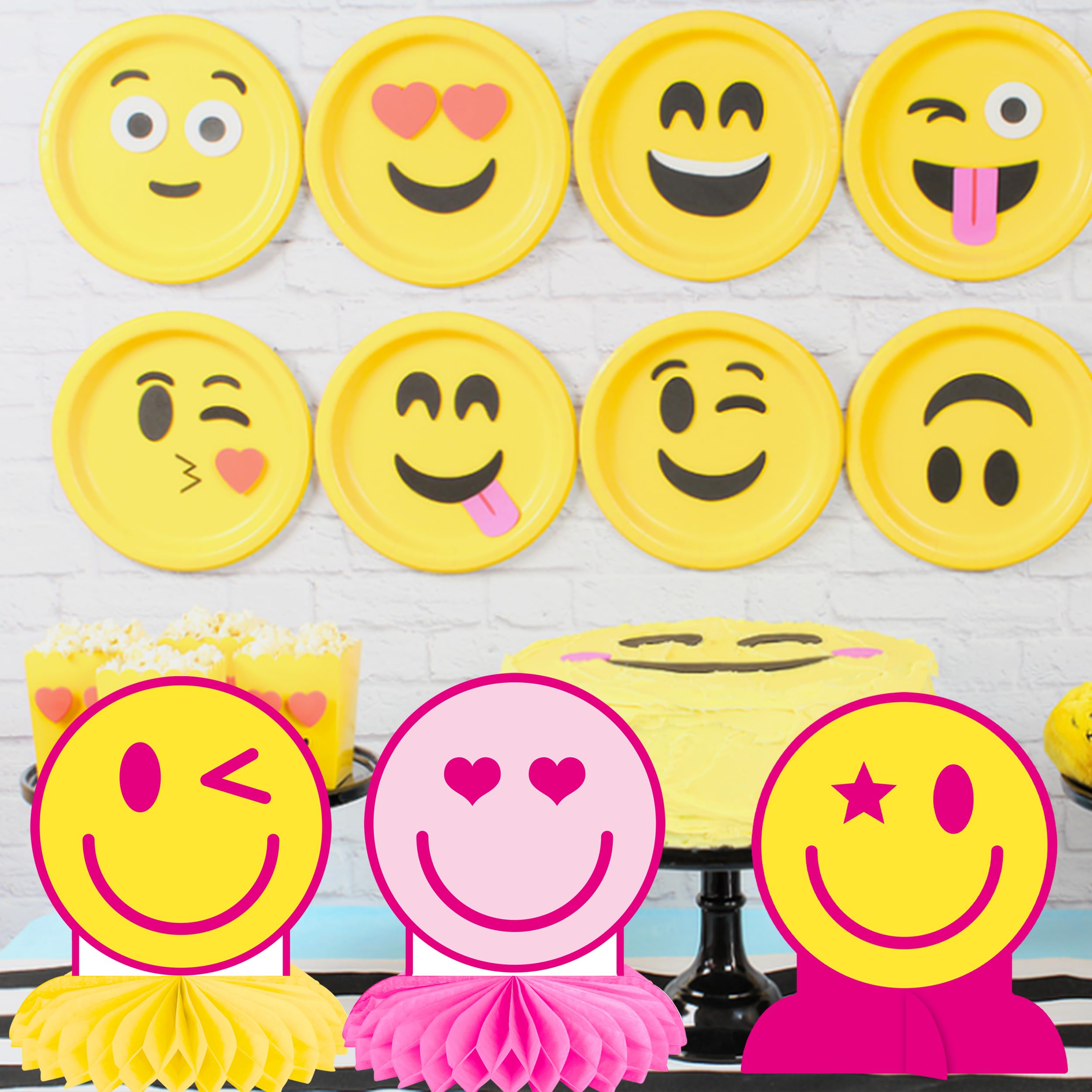 12pcs Smile Face Honeycomb Centerpieces Preppy Birthday Party Decorations Preppy Smile Face Centerpiece Decoration for Preppy Theme Birthday Bachelorette Party Supplies