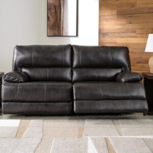 Signature Design by Ashley Mountainous Modern Leather Match Wall Hugger Power Reclining Sofa with Adjustable Headrest and USB Ports, Black