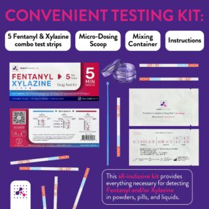 Signify Analytics Fentanyl & Xylazine Test Kit | 5 Combo Test Strips for Fentanyl & Xylazine | Reliable Testing Strips for Pills, Powders, and Liquids