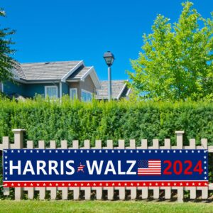 Probsin Harris Walz 2024 Banner 120" x 20" Support Kamala Harris Tim Walz for President VP Banner Yard Sign Party Supplies Photo Backdrop Poster Hanging Outdoor Gate Decor Fence Door Indoor Wall