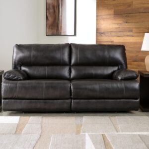 Signature Design by Ashley Mountainous Modern Leather Match Wall Hugger Power Reclining Sofa with Adjustable Headrest and USB Ports, Black