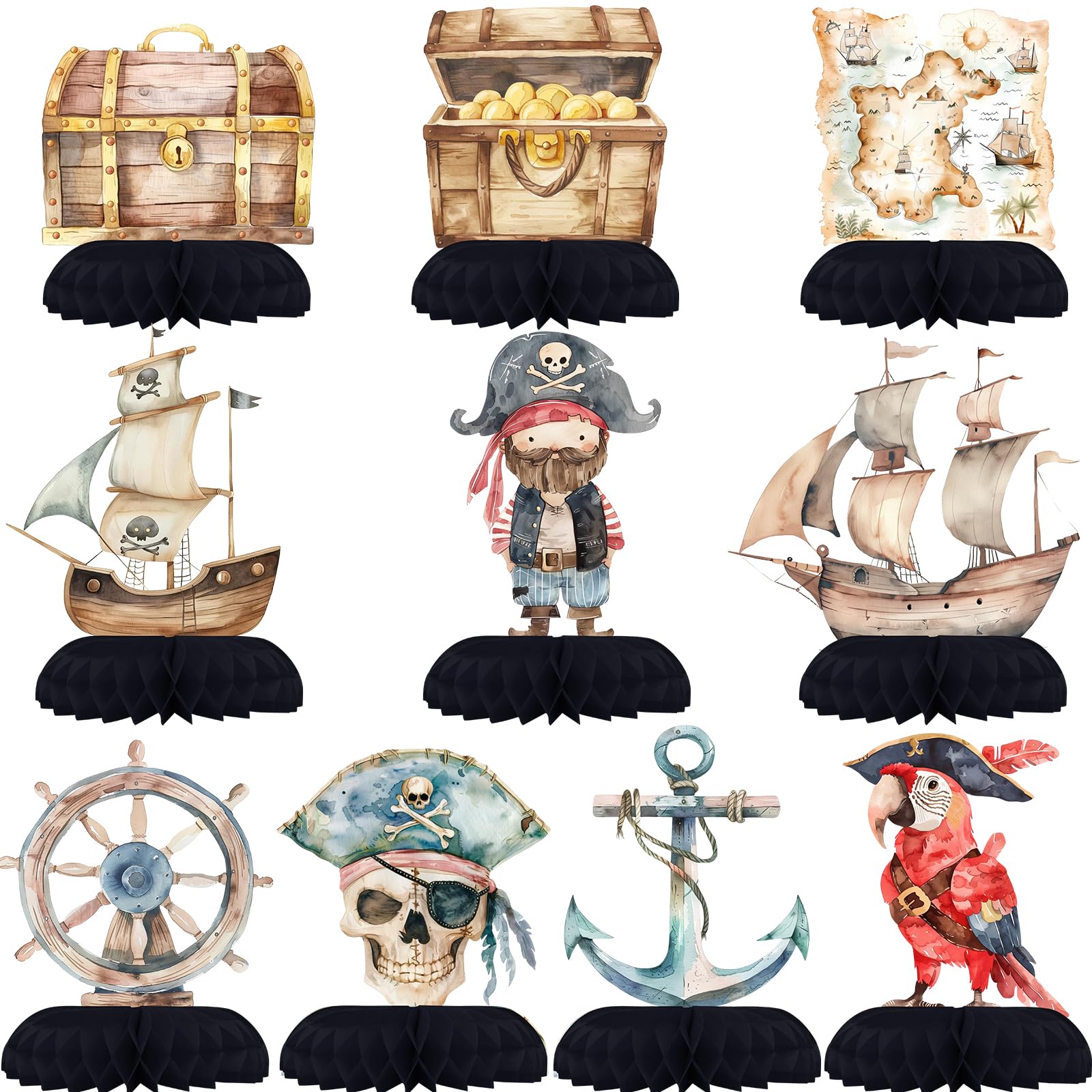 Pirate Party Decorations - Pirate Honeycomb Centerpieces for Kids' Pirate Birthday and Baby Shower Table Decor