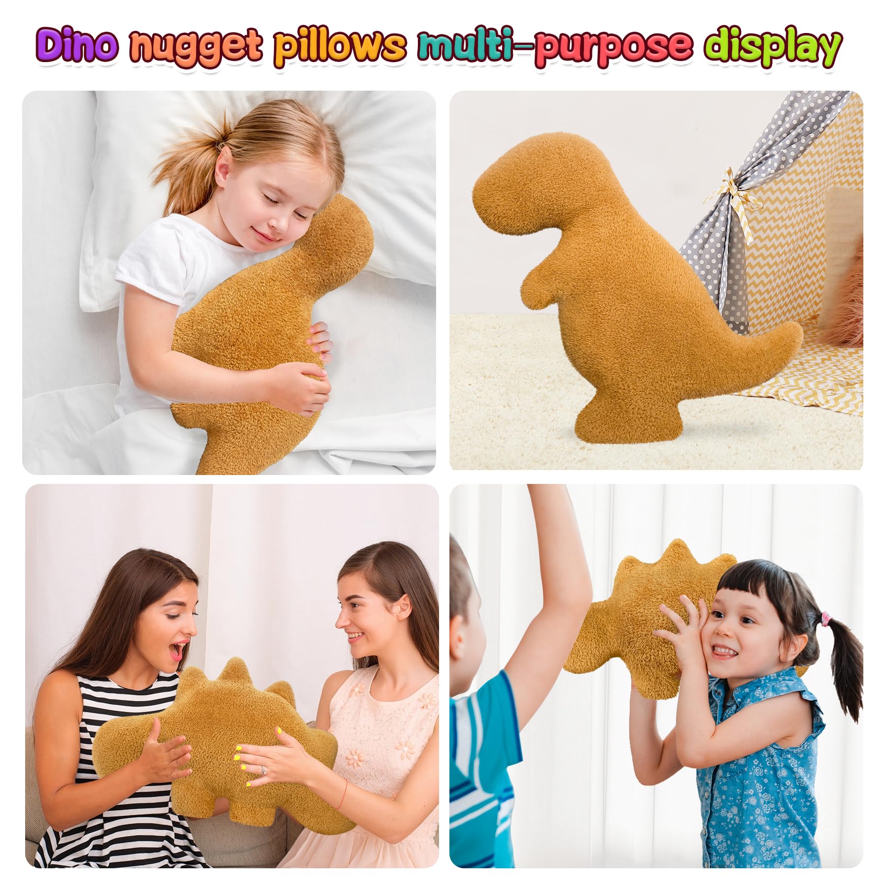 mermaker Dino Nugget Pillow Plush for Funny Birthday Gifts, Dinosaur Chicken Nugget Pillow are Cute Dinosaur Gifts for Teen Boys Girls Adults (Tyran Rex, Large)