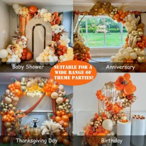 MOMOSHERO 142Pcs Fall Thanksgiving Balloons Arch Kit,Burnt Orange Ivory Gold Balloons Garland for Friendsgiving Pumpkin Maple Birthday Baby Shower Party Decorations