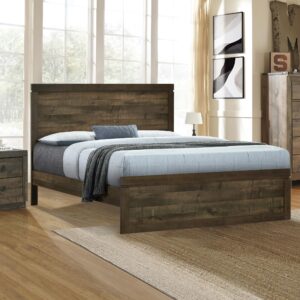 ruisisi farmhouse full bed frame with 47.9” headboard and footboard wood platform bed with 10 wooden slats for bedroom