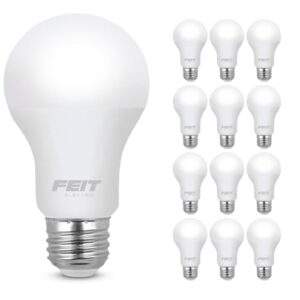 feit electric a19 led light bulb, 75w equivalent, e26 medium base, 1100 lumens, 5000k daylight white, general purpose light bulbs, 11,000-hour lifetime, a1100/850/10kled/2/6, 12 pack