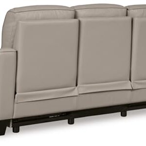 Signature Design by Ashley Mercomatic Casual Leather Match Wall Hugger Power Reclining Sofa with Adjustable Headrest and USB Ports, Light Gray