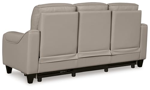 Signature Design by Ashley Mercomatic Casual Leather Match Wall Hugger Power Reclining Sofa with Adjustable Headrest and USB Ports, Light Gray