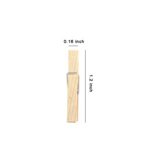 Wooden Small Picture Clips Mini Clothes Pins for Photo Natural Crafts 1.2 Inch 100 PCS Decorative Wood Clips for Wall Hanging Pictures