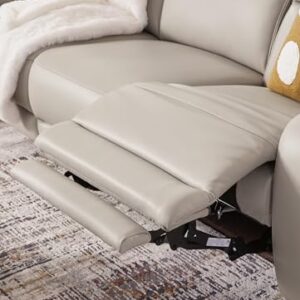 Signature Design by Ashley Mercomatic Casual Leather Match Wall Hugger Power Reclining Sofa with Adjustable Headrest and USB Ports, Light Gray