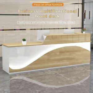 Commercial-Grade Reception Desk - Offers a Clean Look for Modern Offices and Public Spaces(F,200 cm x 60 cm x 100 cm)