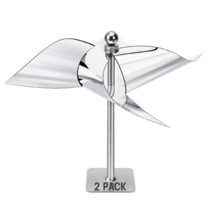 glosaie 2 pack reflective pinwheel bird deterrent, weatherproof bird scare devices to keep all birds away