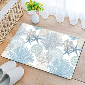 cosharkly beach coralline door mat welcome mat outdoor doormat indoor entrance, non slip doormats for home front door rugs outdoor indoor decorations, 17 * 29.5"