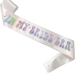 in my bride era iridescent sash, bridal shower sash for bride, bachelorette party sash