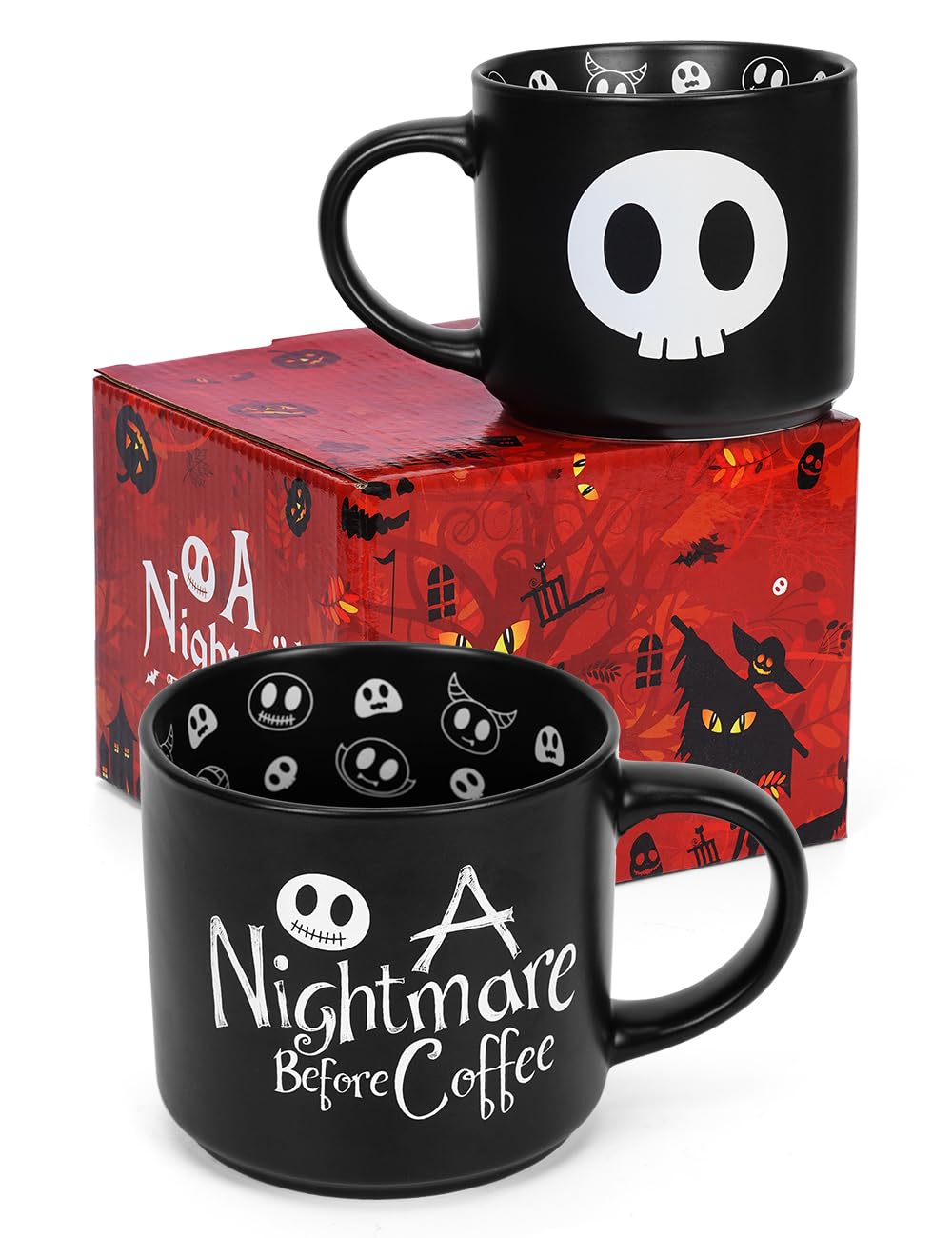 Cessfle Nightmare Before Christmas Gifts, Nightmare Before Christmas Mug, Jack Smile Face Skellington Christmas Coffee Mug 14oz, Christmas Gifts for Women Men