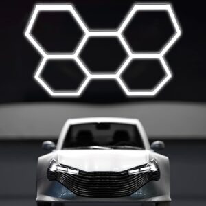 sararoom 25 pack hexagon led garage lights, 168w 17976lm super bight car detailing ceiling led shop light, 6500k daylight led wall lights for garages, shops, basements, repair shops, car washes