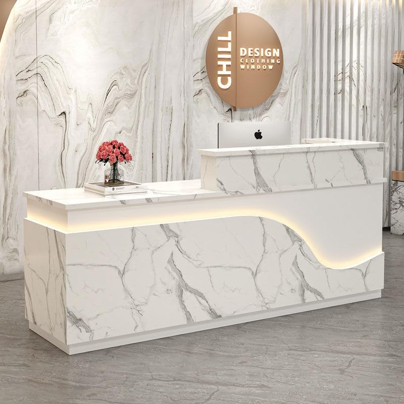 Sohodoo Functional and Sleek Front Desk - Made from Durable Wood, Great for Entrance Areas and Customer Service Points(O,200 cm x 60 cm x 100 cm)