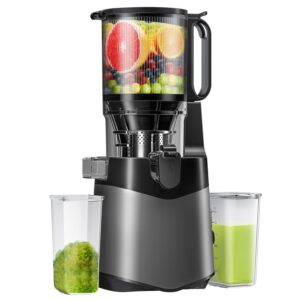 cold press juicer,5.8" extra large feed chute fit whole fruits & vegetables,350w slow masticating juicer machines,easy to clean,high juice yield