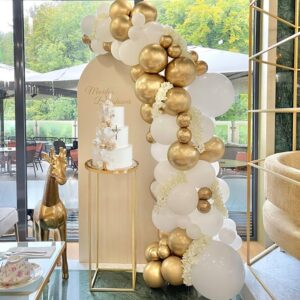 Sand White and Gold Balloons, 50PCS White and Metallic Champagne Gold Balloons 12 Inch Pearl White and Gold Latex Balloons for Birthday,Graduation,Baby Shower,Wedding Party Decorations